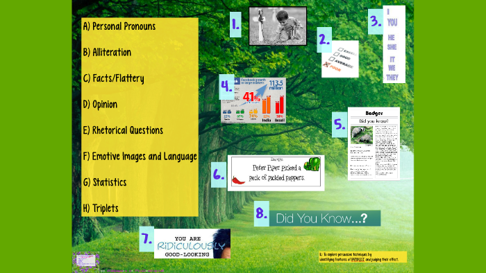 AFOREST persuasive techniques (or PAFOREST) by L Doone on Prezi