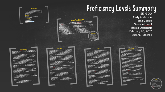 Proficiency Levels Summary by Carly Anderson on Prezi