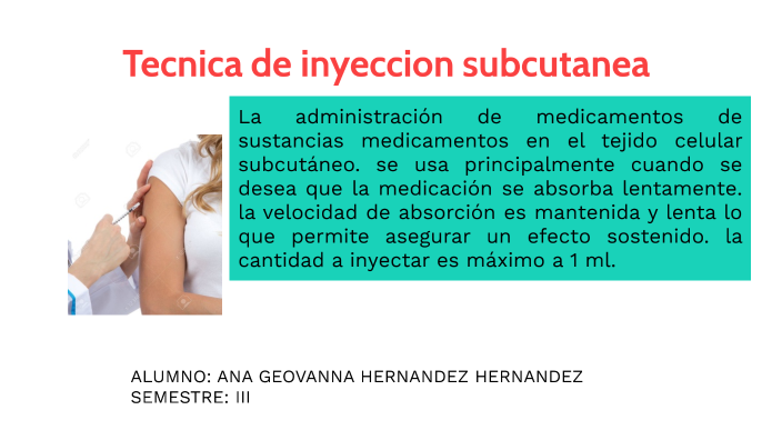 Tecnica de inyeccion subcutanea by ANA GEOVANNA HERNANDEZ HERNANDEZ on ...