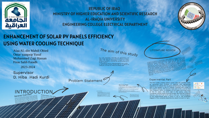 enhancement of solar PV panels efficiency using water cooling technique ...