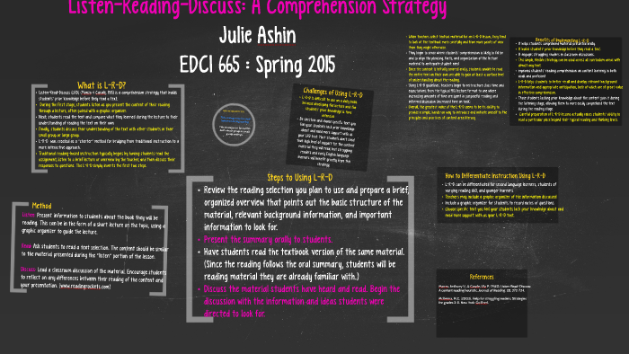 Listen-Reading-Discuss: A Comprehension Strategy by Julie Ashin on Prezi