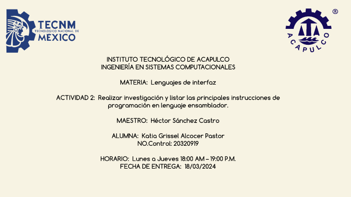 Realizar investigación y listar las principales instrucciones de ...