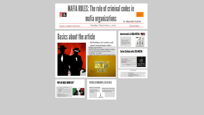 MAFIA RULES: The role of criminal codes in mafia organizatio by klemen ...