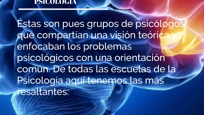 LAS PRINCIPALES ESCUELAS DE LA PSICOLOGIA by Jazmin Orbes on Prezi