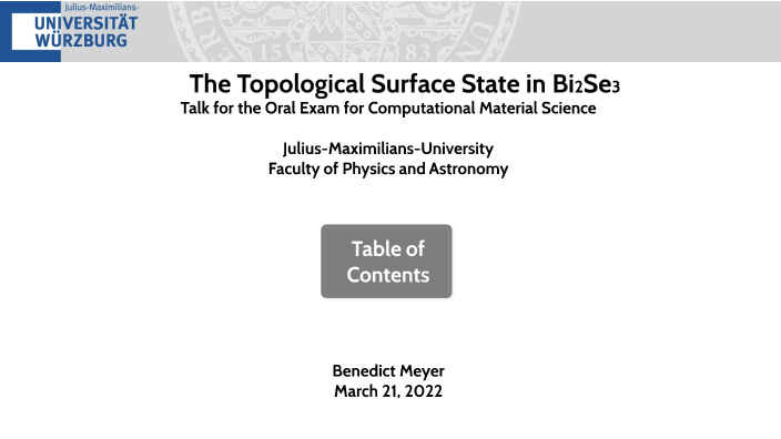The topological surface state in Bi2Se3 by Benedict Meyer on Prezi