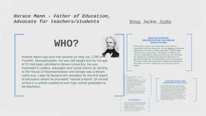 Horace Mann - Father of Education, Advocate for teachers/stu by Justis ...