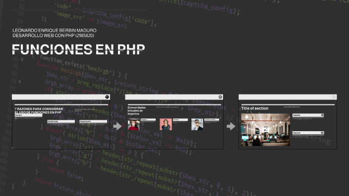 Ventajas de usar funciones en PHP by Leonardo Berbin on Prezi