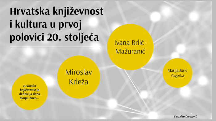 HRVATSKA KNJIŽEVNOST I KULTURA U PRVOJ POLOVICI 20. STLJEĆA by Veronika Dunković on Prezi