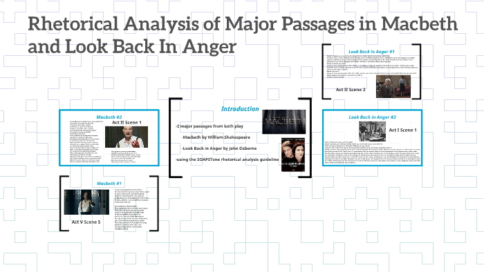 Rhetorical Analysis of Macbeth and Look Back In Anger Passag by Helen ...