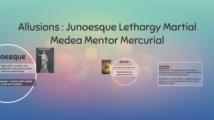 Allusions : Junoesque Lethargy Martial Medea Mentor Mercuria by Olive ...