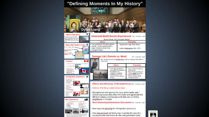 "Defining Moments In My History": Presentation by Dylan Liang on Prezi
