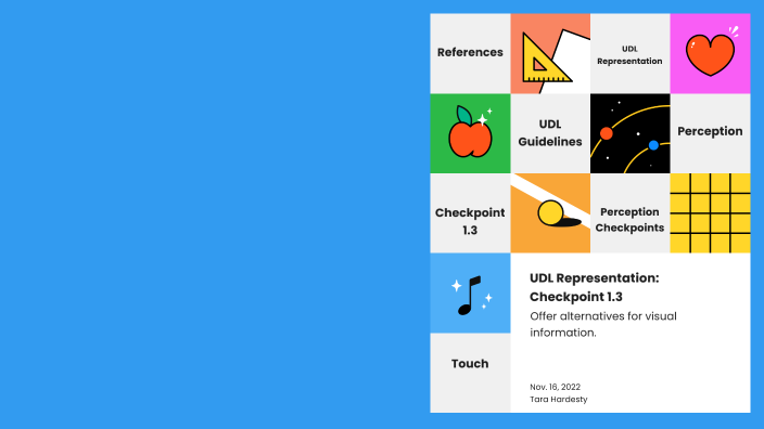 UDL Representation: Checkpoint 1.3 by Tara Hardesty on Prezi