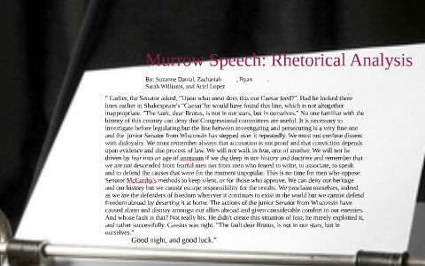 Murrow Speech: Rhetorical Analysis by Suzanne Danial on Prezi