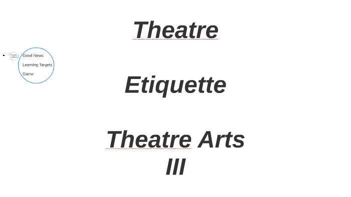 Lesson 1: Theatre III: Theatre Etiquette by Jeff Boyet