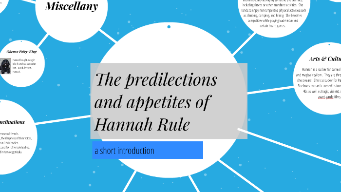 The predilections and appetites of Hannah Rule by Hannah Rule on Prezi