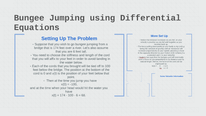 Bungee Jumping using Differential Equations by Natasha Padgett on Prezi