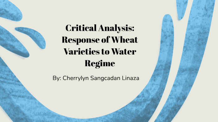 Critical Analysis: Response of Wheat Varieties to Water Regime by CHERRYLYN LINAZA on Prezi