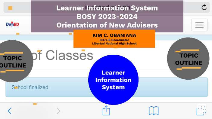 Learner Information System BOSY 2023-2024 Orientation of New Advisers by Kim Obaniana on Prezi
