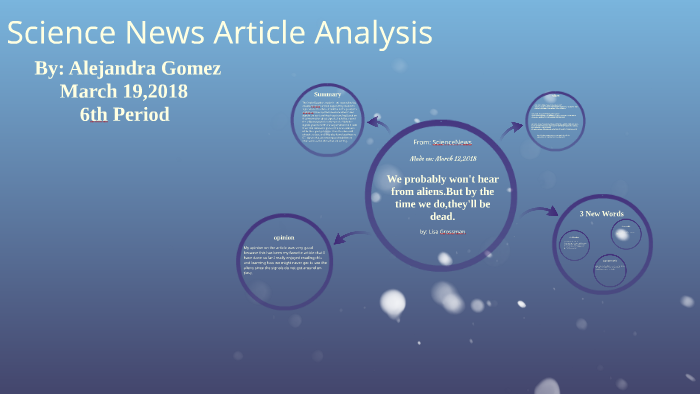 Science News Article Analysis by alejandra gomez