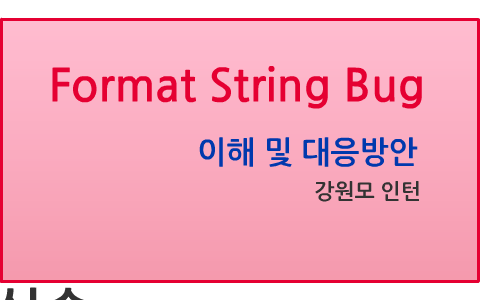 Format String Bug (FSB) 에 대한 이해 및 대응 방법 by Won Mo Kang on Prezi