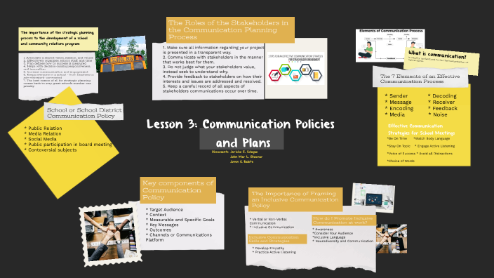 Lesson 3: Communication Policies and Plans by John Mar Obzunar on Prezi
