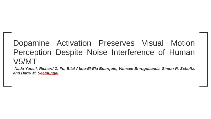 Dopamine Activation Preserves Visual Motion Perception Despi by ania ...