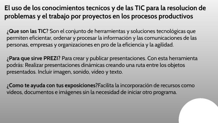 El uso de los conocimientos técnicos y de las TIC para la resolucion de problemas y el trabajo ...