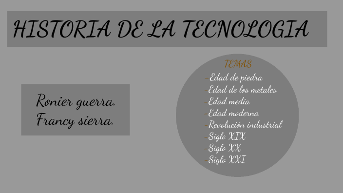 HISTORIA DE LA TECNOLOGIA by FRANCY JULIETH SIERRA CASTAÑEDA on Prezi