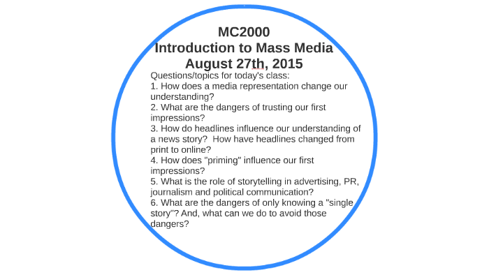 August 27th lecture slides, MC2000: Introduction to Mass Media by Tim ...