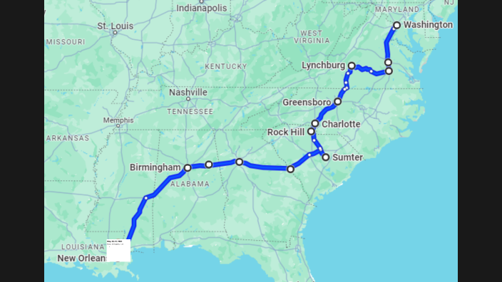Freedom Riders Map (Original 13) by Rene Equihua Ramirez on Prezi