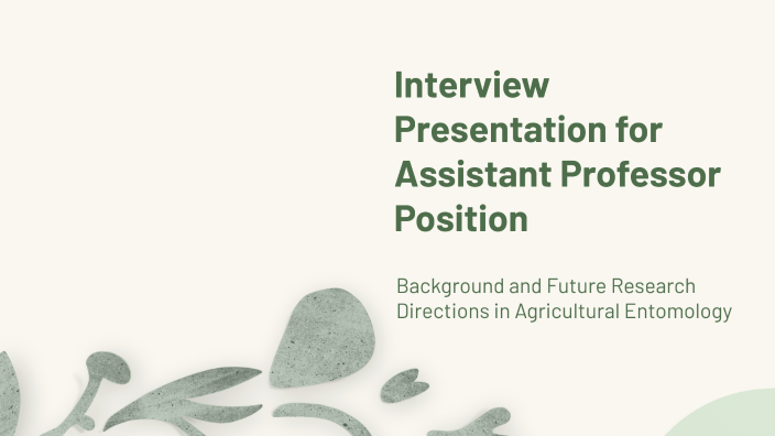 Interview Presentation for Assistant Professor Position by Mark ...