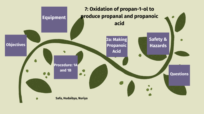Oxidation of propan-1-ol to produce propanal and propanoic acid by Safa ...