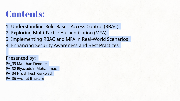 Multi-factor Authentication (MFA) and Role-Based Access Control (RBAC ...