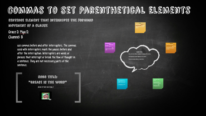 Commas to set Parenthetical Elements by mya dixon
