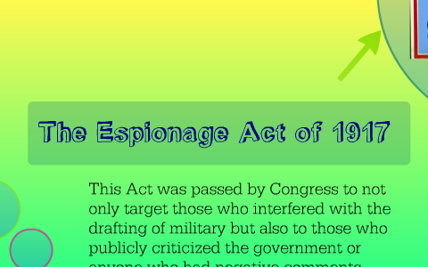 The Espionage Act of 1917 and The Sedition Act of 1918 by Danielle Behr ...