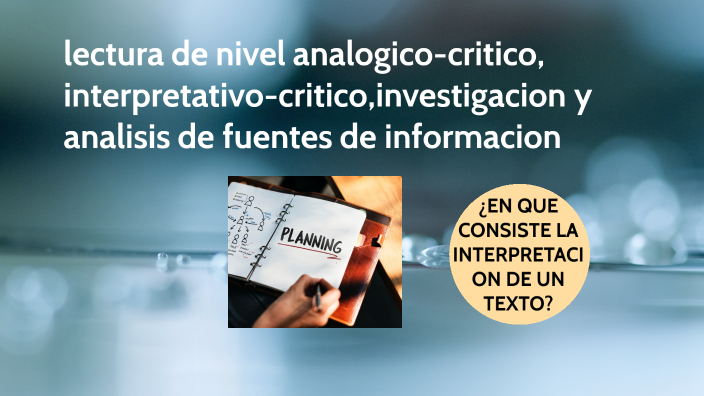 LECTURA DE NIVEL ANALOGICO-CRITICO, INTERPRETATIVO- CRITICO ...