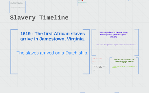 1619 - The first African slaves arrive in Jamestown, Virgini by katie ...