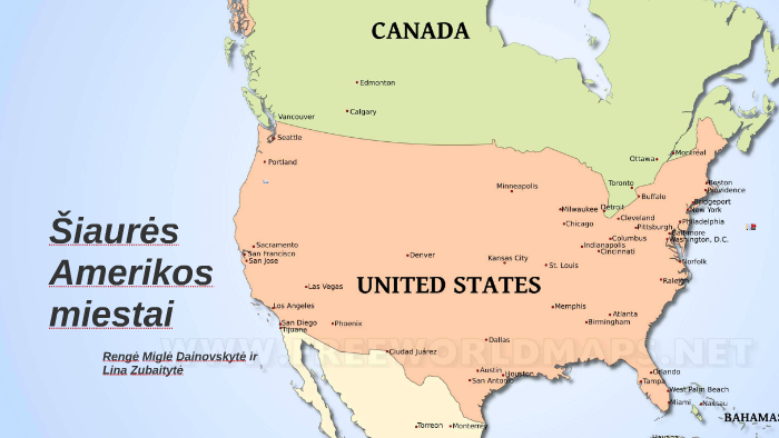 Šiaurės Amerikos miestai by Mary Sky on Prezi
