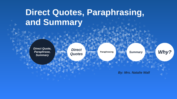 Direct Quote, Paraphrase, Summary by Natalie Wall on Prezi