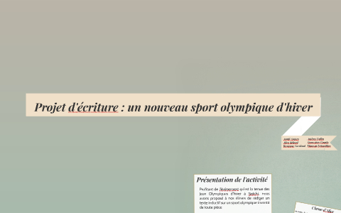 Projet d'écriture : un nouveau sport olympique d'hiver by Geneviève ...