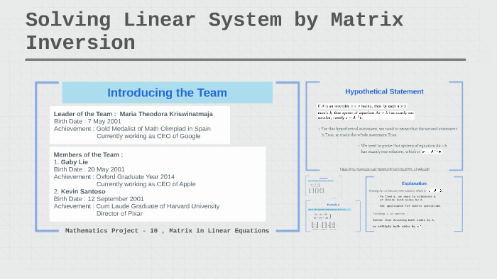 Solving Linear System by Matrix Inversion by gaby lie on Prezi