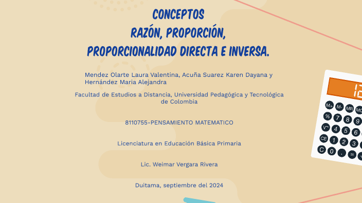 conceptos Razón, proporción, proporcionalidad directa e inversa. by ...