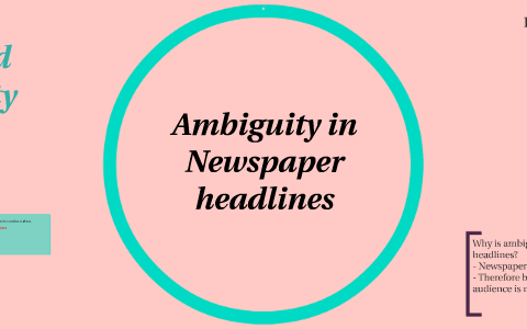 Ambiguity as a source of humour: Newspaper healines by Chloe Dowding on ...