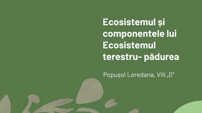 Ecosistemul și componentele lui/ Ecosistemul terestru- pădurea by ...