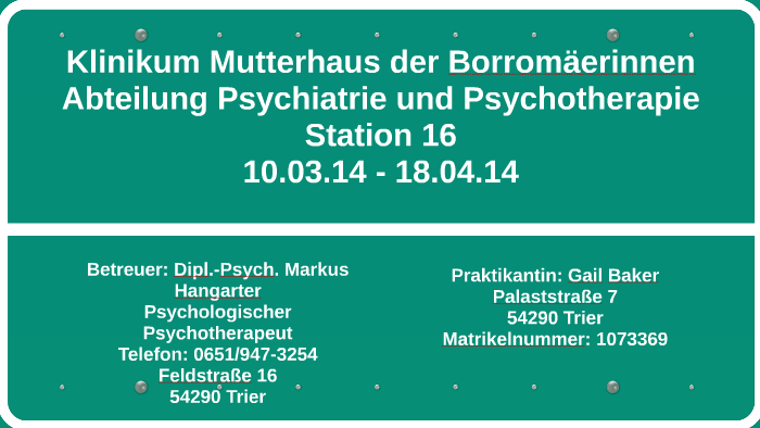 Klinikum Mutterhaus der Borromäerinnen Abteilung Psychiatrie by Gail ... Klinikum Mutterhaus der Borromäerinnen Abteilung Psychiatrie by Gail ...