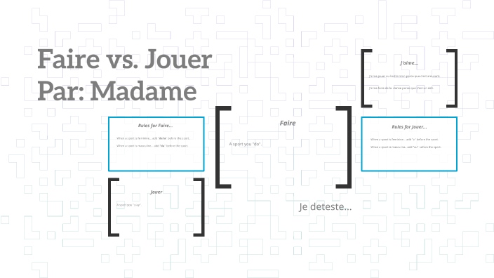 Faire vs. Jouer Par: Madame by Madame Curwain on Prezi