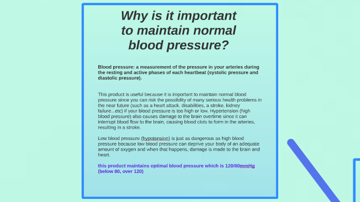 Why is it important to maintain normal blood pressure? by Crystal ...