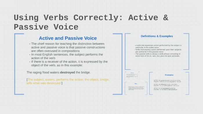Using Verbs Correctly: Active & Passive Voice by R J on Prezi