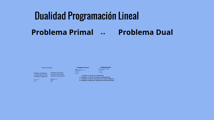 Dualidad en Programación Lineal by ANA BARAJAS on Prezi