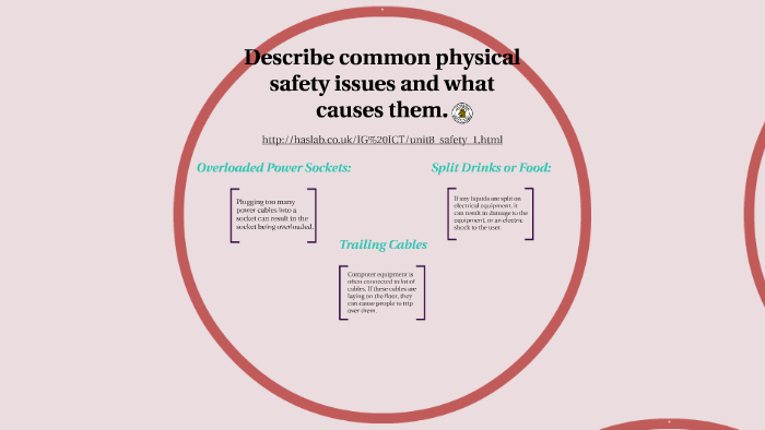 Describe common physical safety issues and what causes them by on Prezi